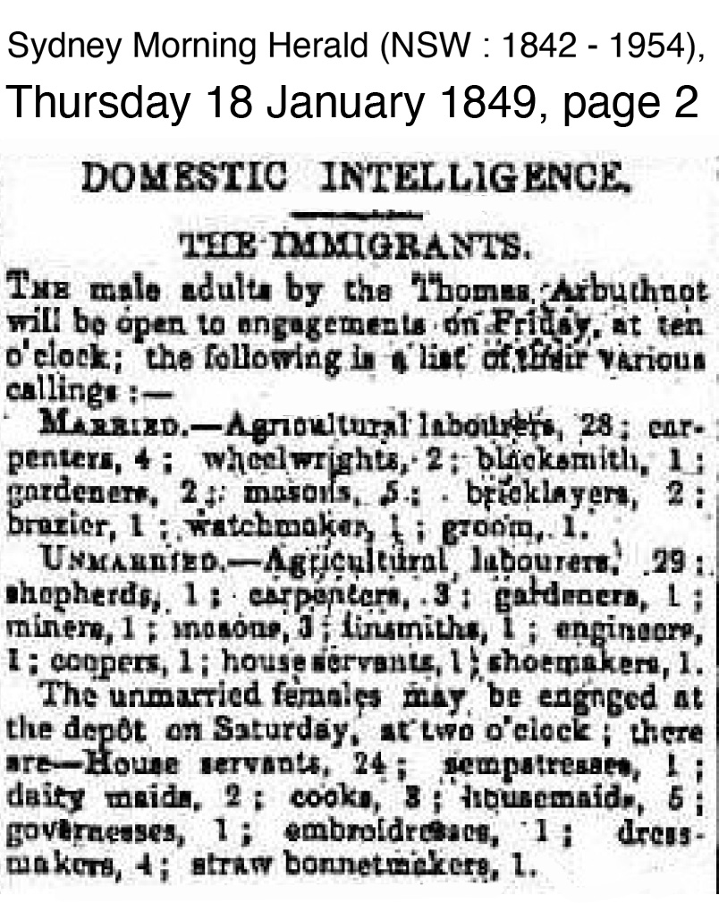 Arrival in New South Wales – George Gray – Stonemason & Builder